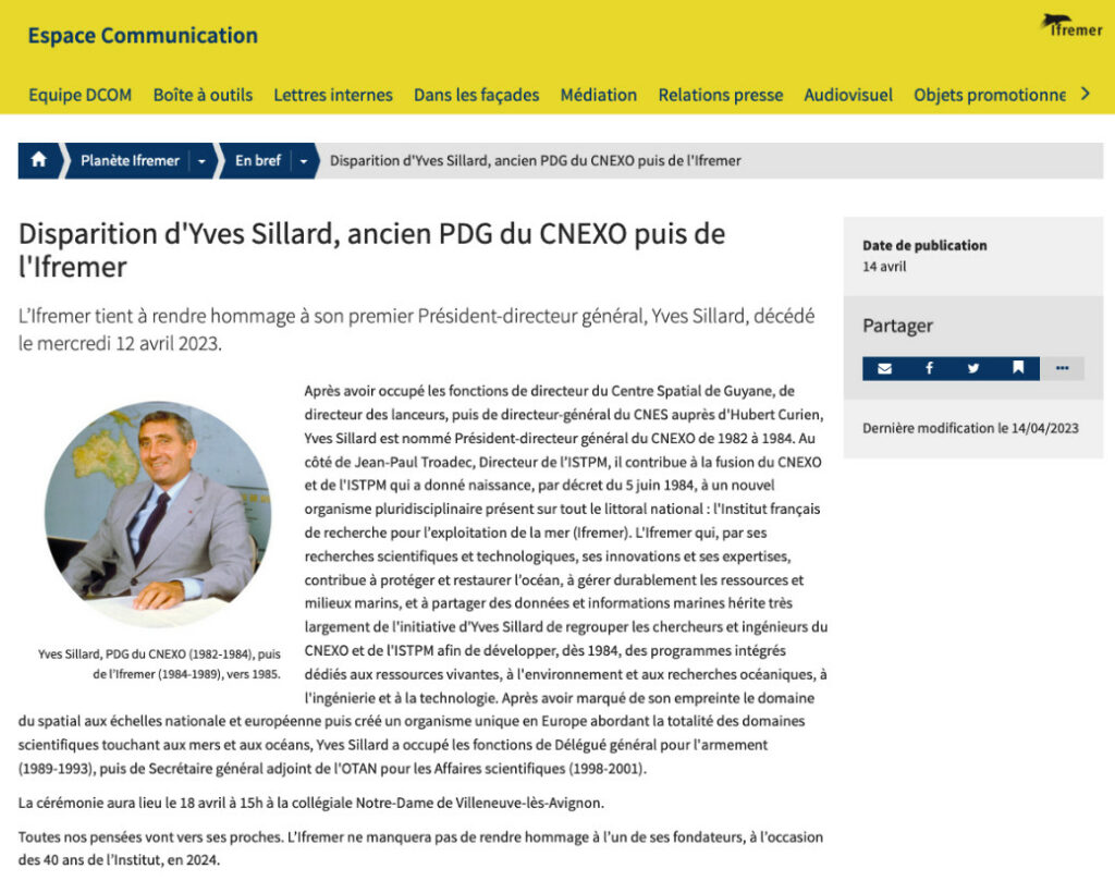 Décès Yves SILLARD (5 janvier 1936 – 12 avril 2023), dernier PDG du ...